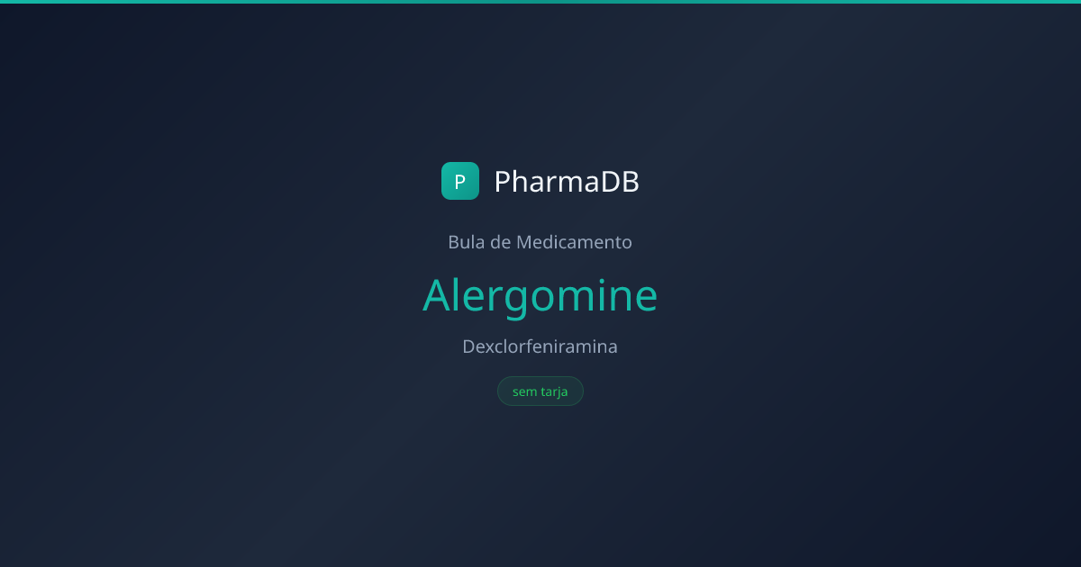 Bula Alergomine: Indicações, Posologia e Interações | PharmaDB