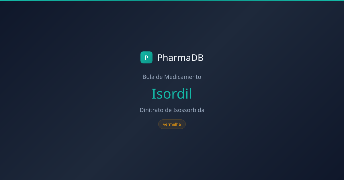 Bula Isordil: Indicações, Posologia e Interações | PharmaDB